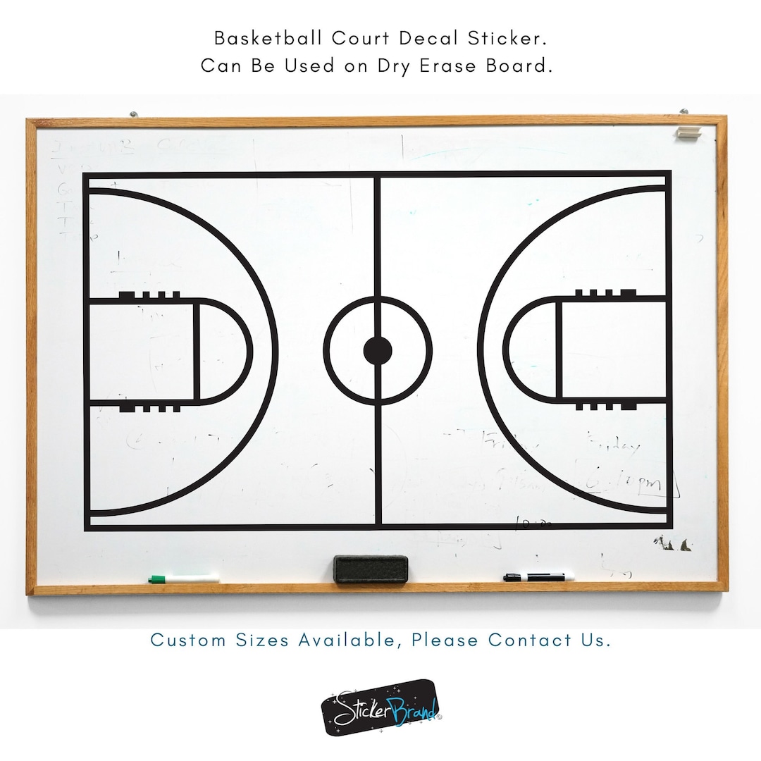 Basketball Coach Dry Erase Board Court Layout Decal Sticker. Basketball ...
