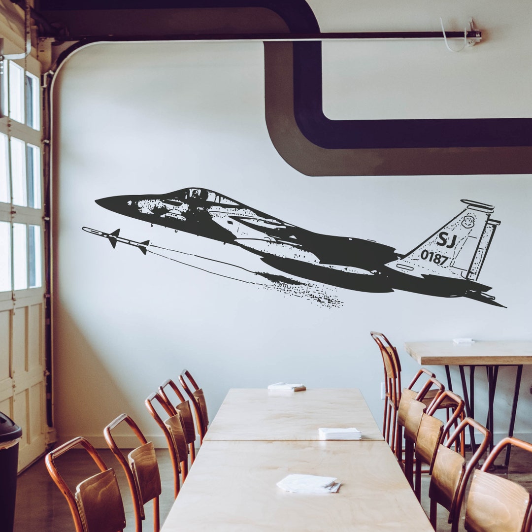 F15 Fighter Jet Wall Decal Sticker. Military Theme Wall Decor. Gift for ...