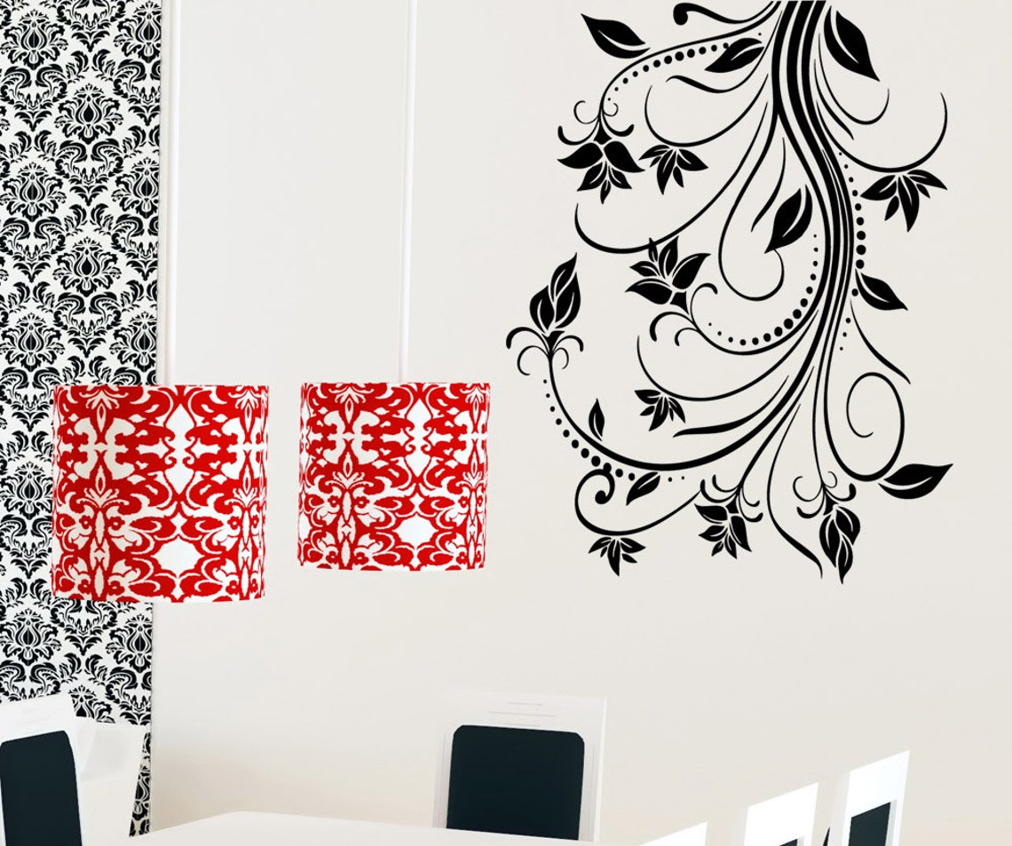 Vinyl Wall Decal Sticker Hanging Floral Swirl 5324m - Etsy