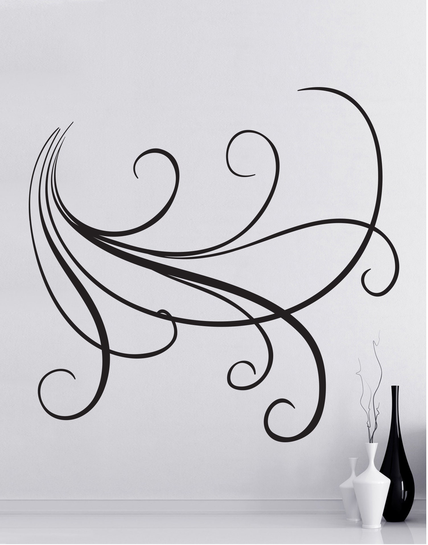 Large Swirl Lines Vinyl Wall Decal Sticker. 72in X 78in. #710A - Etsy ...