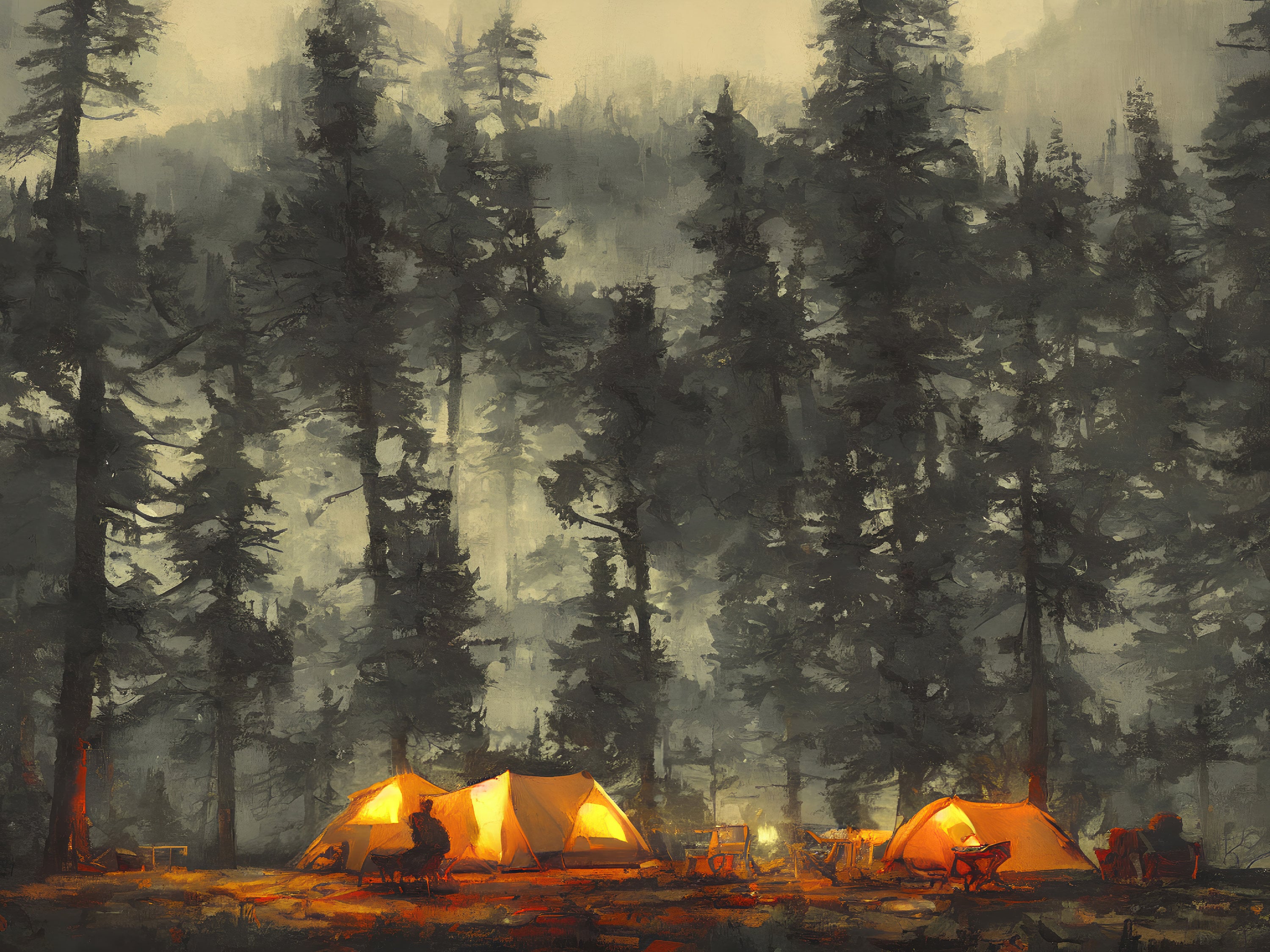 Camping Forest Wallpaper