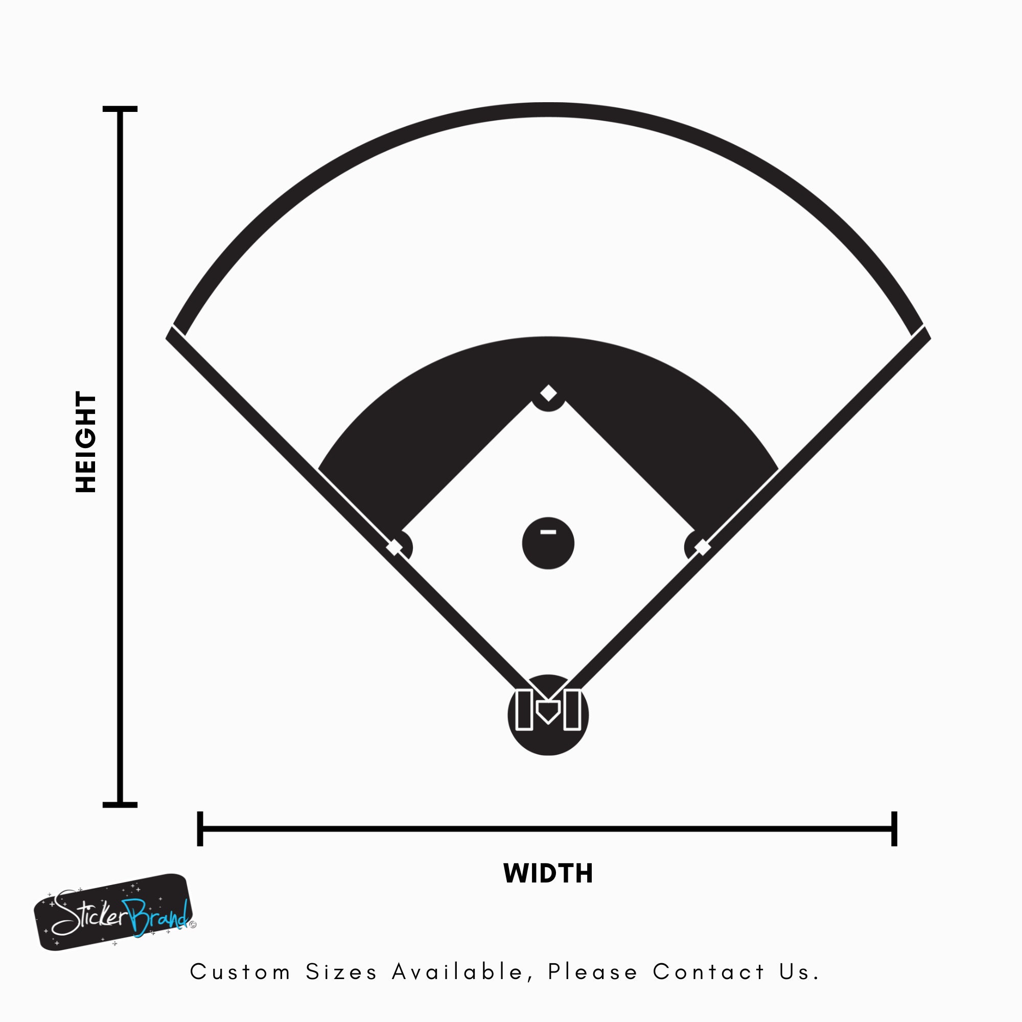Baseball Field Diagram Wall Decal. Baseball Stadium. Baseball Player ...