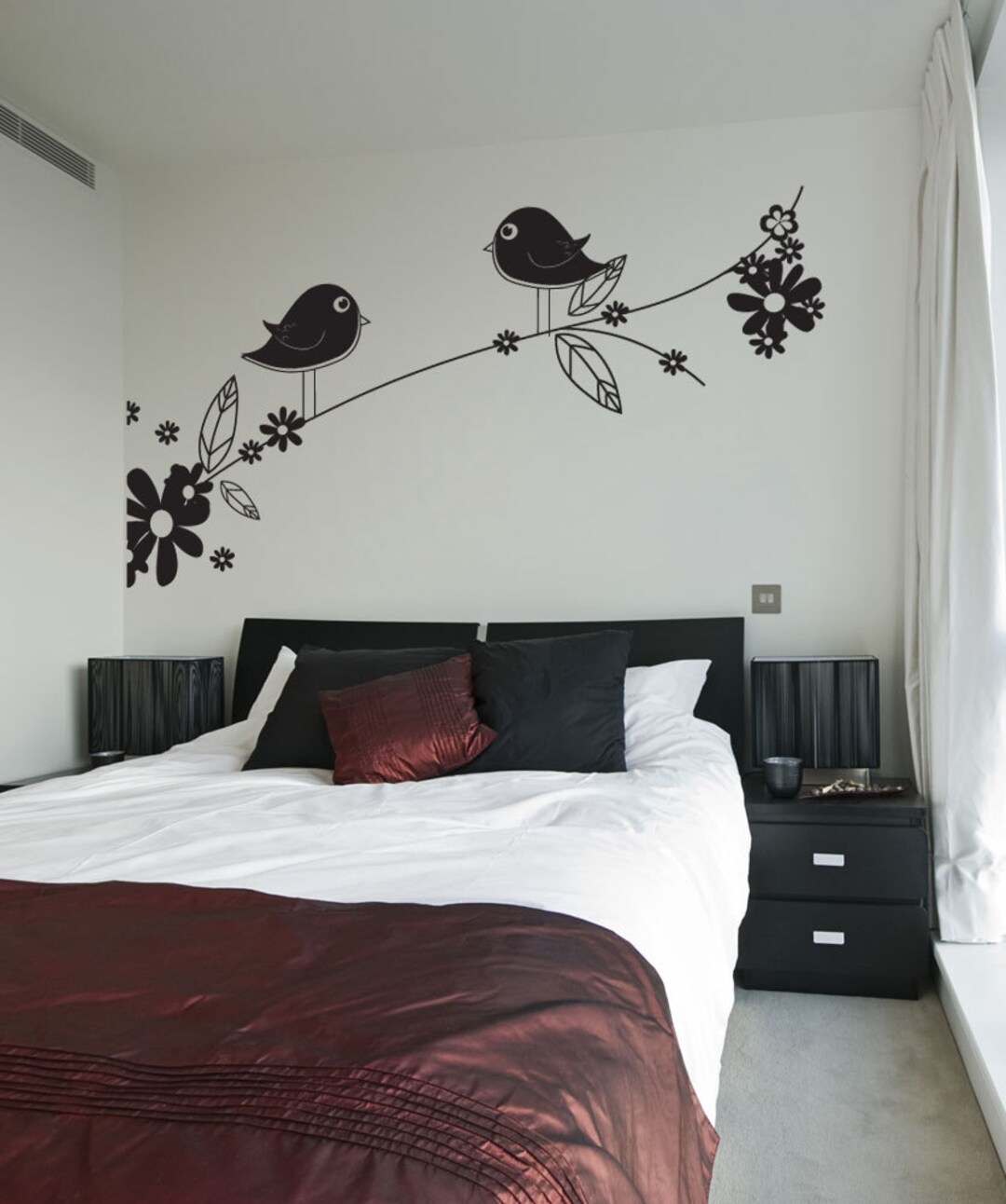 Vinyl Wall Decal Sticker Flowery Tree Branch 1017s - Etsy