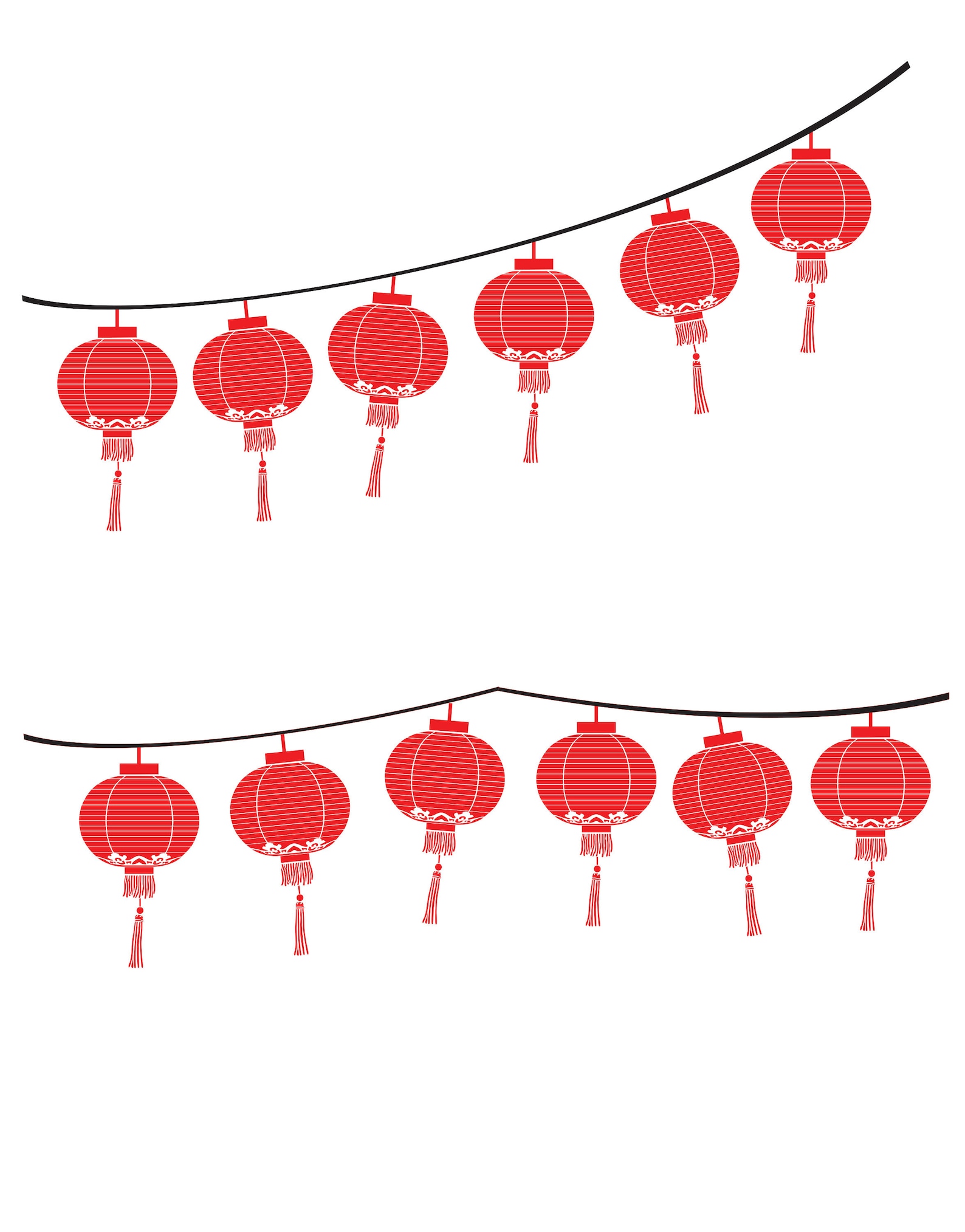 Chinese Lanterns Color Printed Wall Decal Sticker for Chinese Festival ...