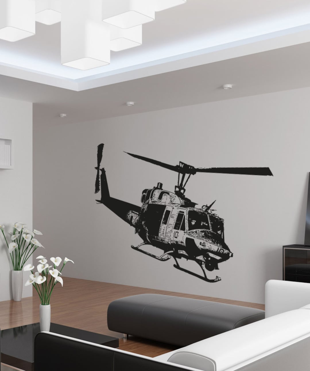 Military Huey Helicopter Wall Decal Sticker. Gift for Veteran. Navy ...