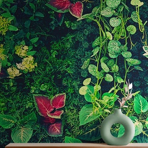 Greenery Jungle Bush Wallpaper Mural. Tropical Leaves Wallpaper ...
