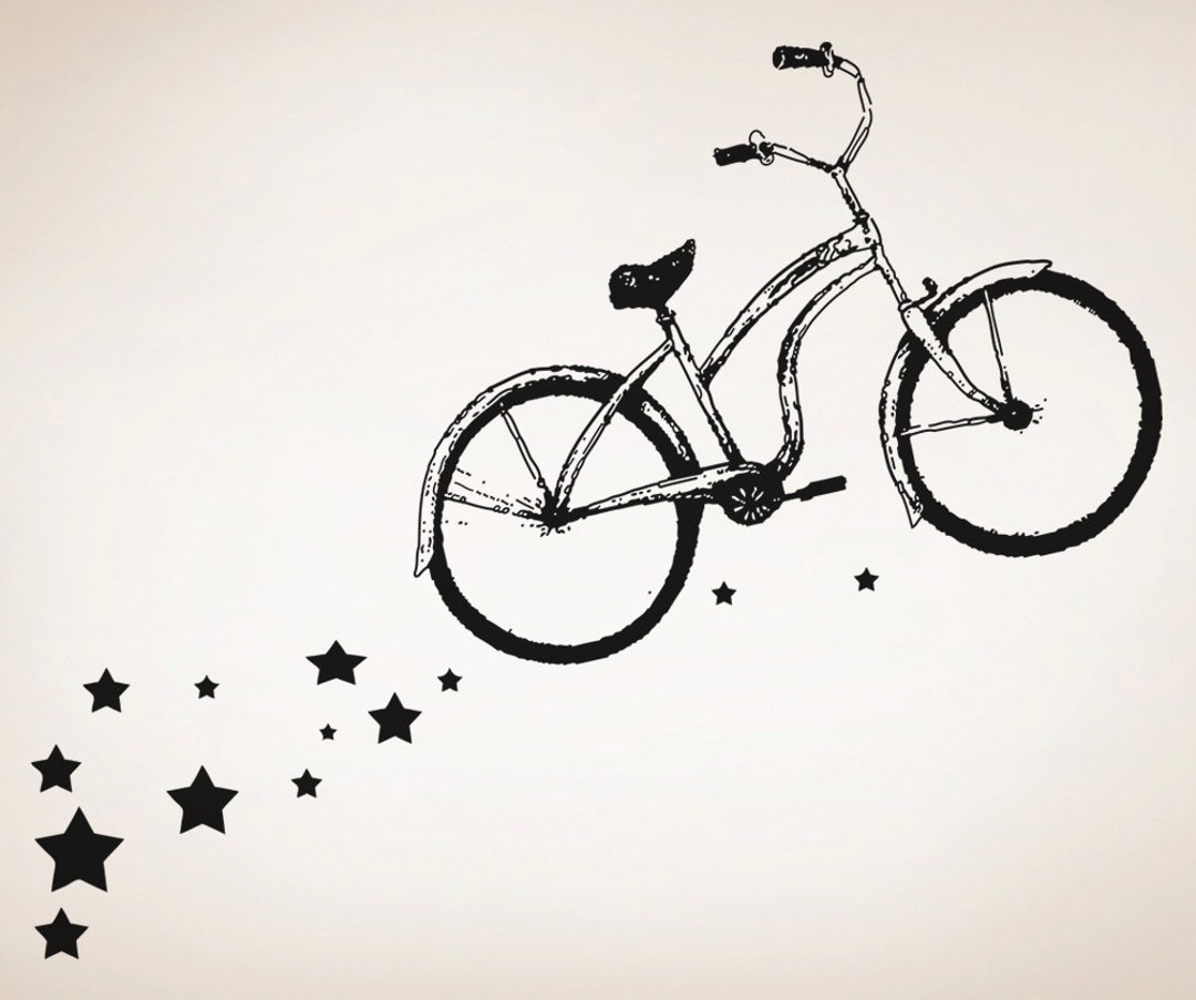 Vinyl Wall Decal Sticker Bike With Stars OSAA182B - Etsy