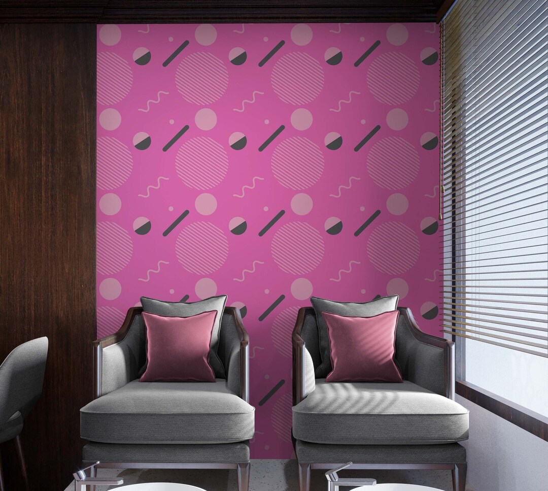 Pink Wallpaper 80s Wall Mural Neon Pink 80’s Peel and Stick Wall Mural ...