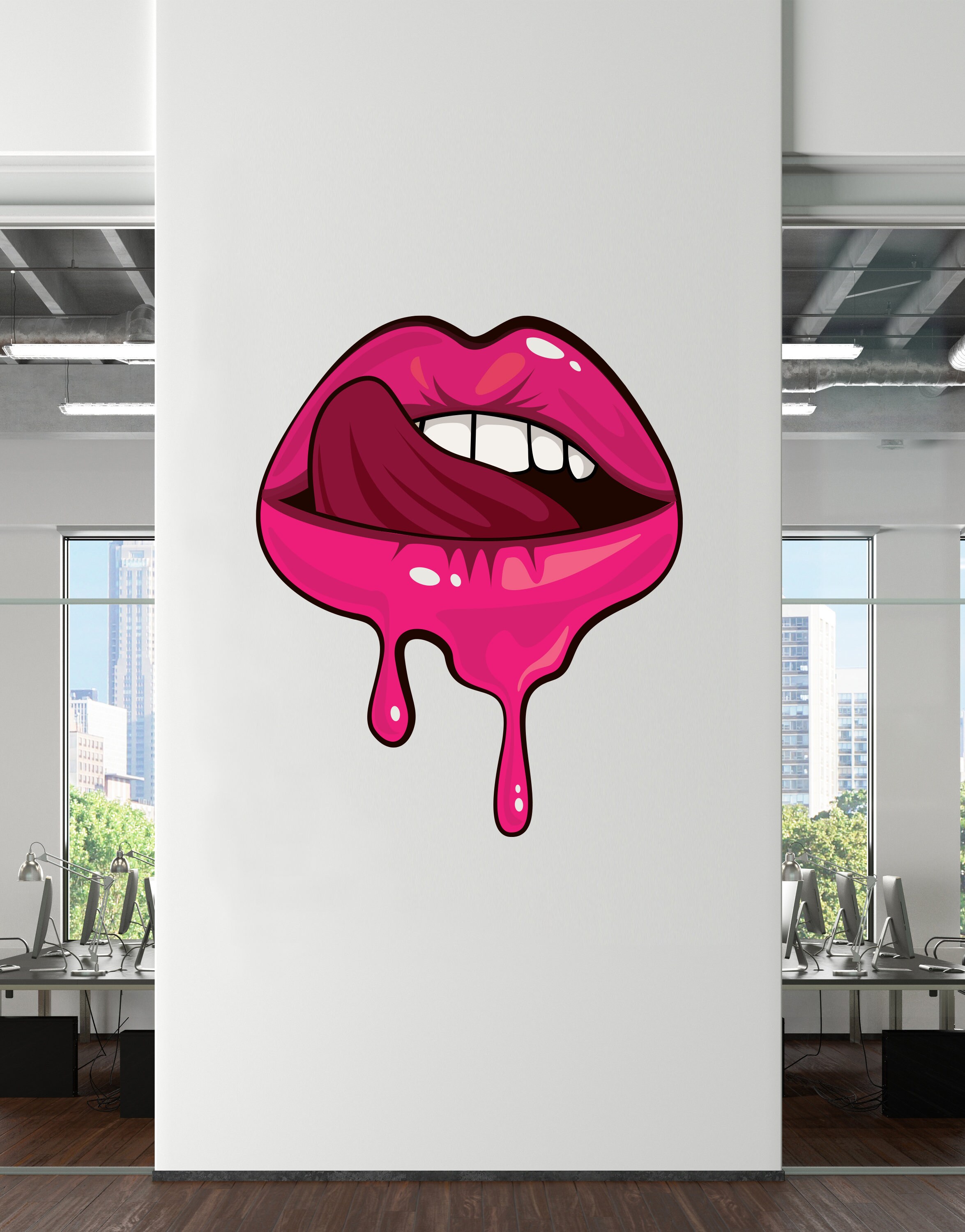 Sexy Red Lips Licking Wall Graphic Decal. 6253 | Etsy