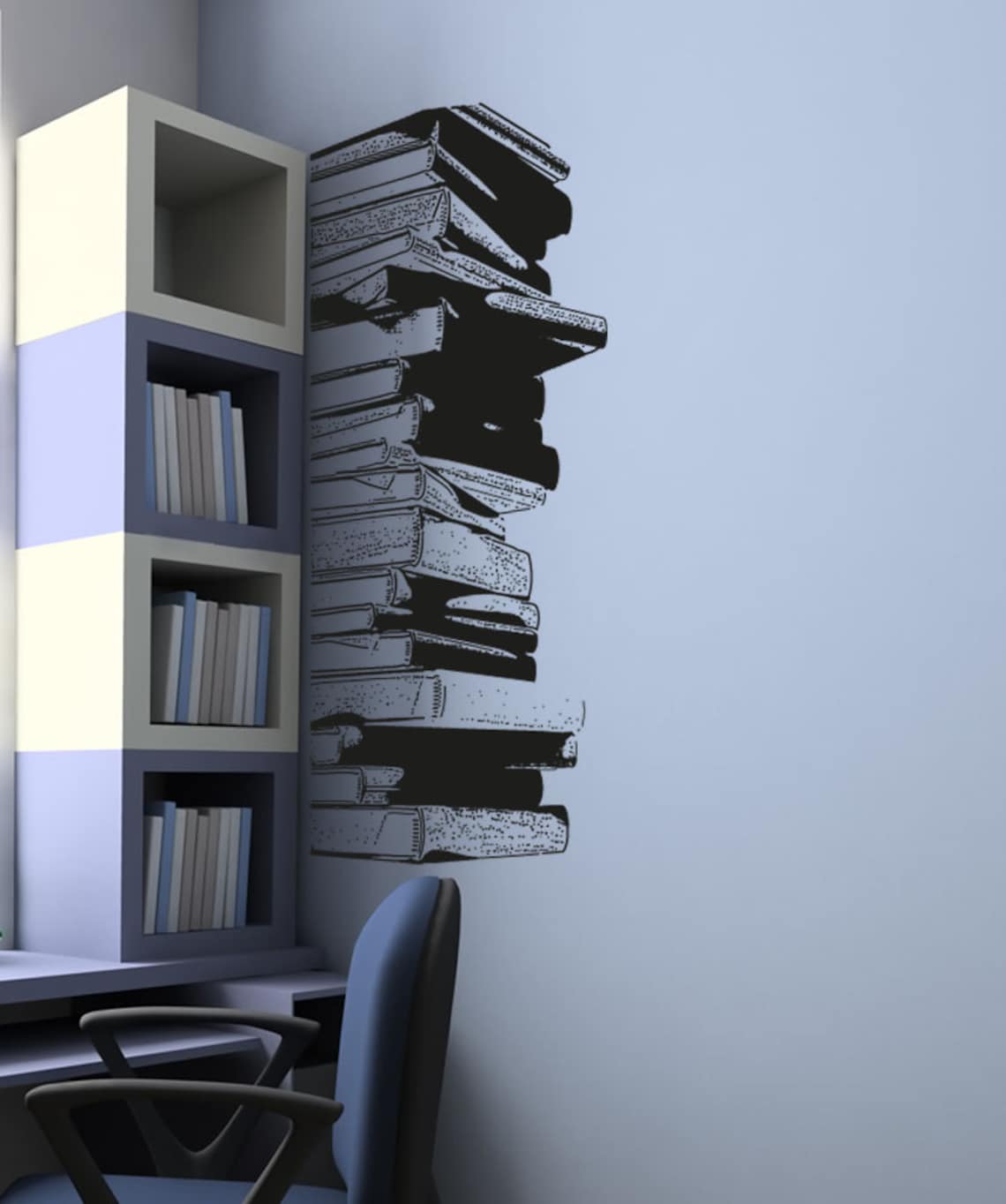Stack of Library Books Vinyl Wall Decal Sticker. black Color - Etsy