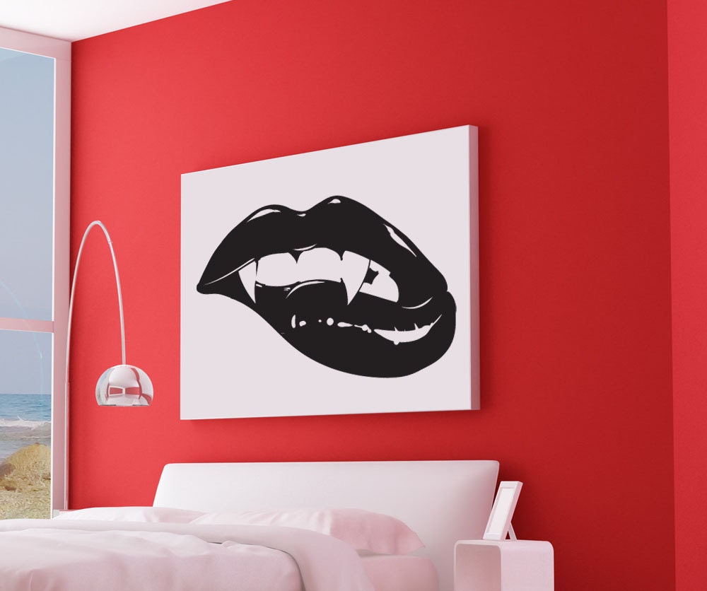 Vinyl Wall Decal Sticker Biting Vampire Lips 5426m - Etsy