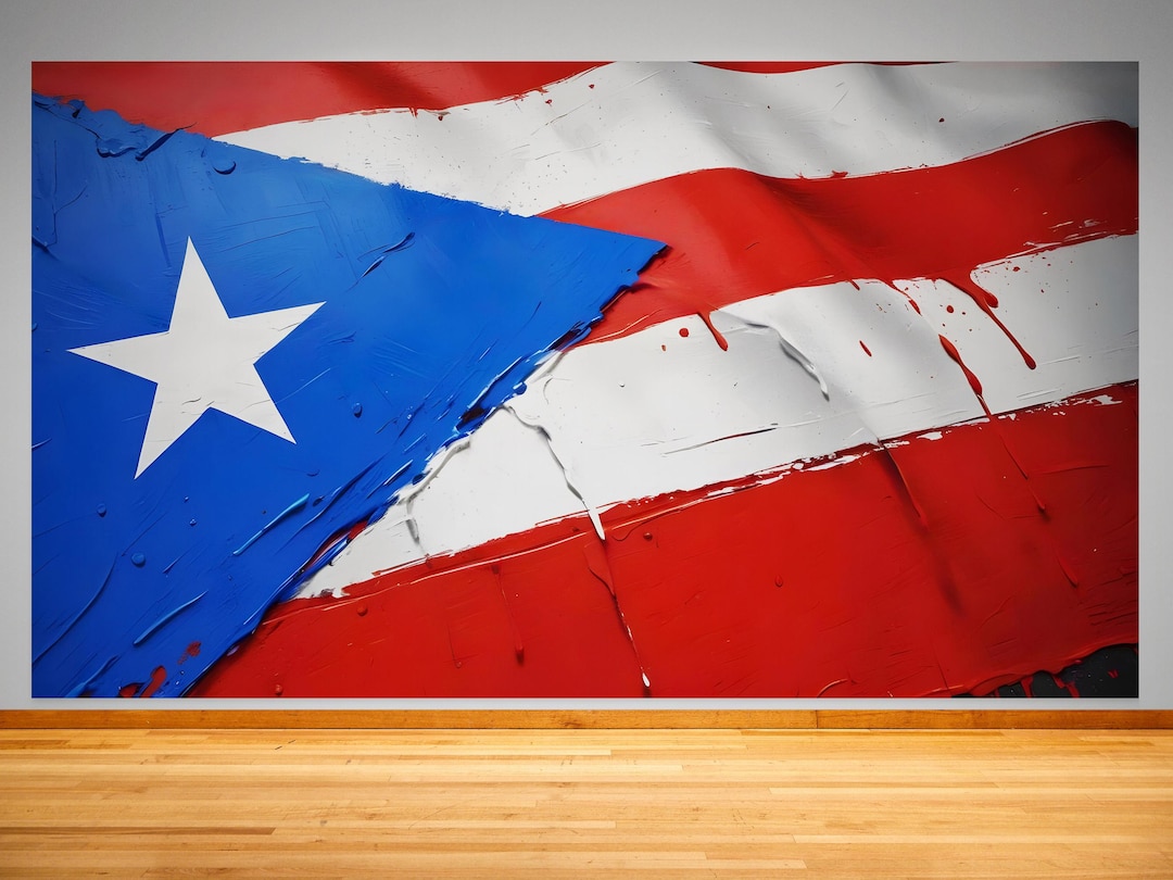 Puerto Rican Flag Graffiti Wall Mural. Urban Street Art Wallpaper for ...
