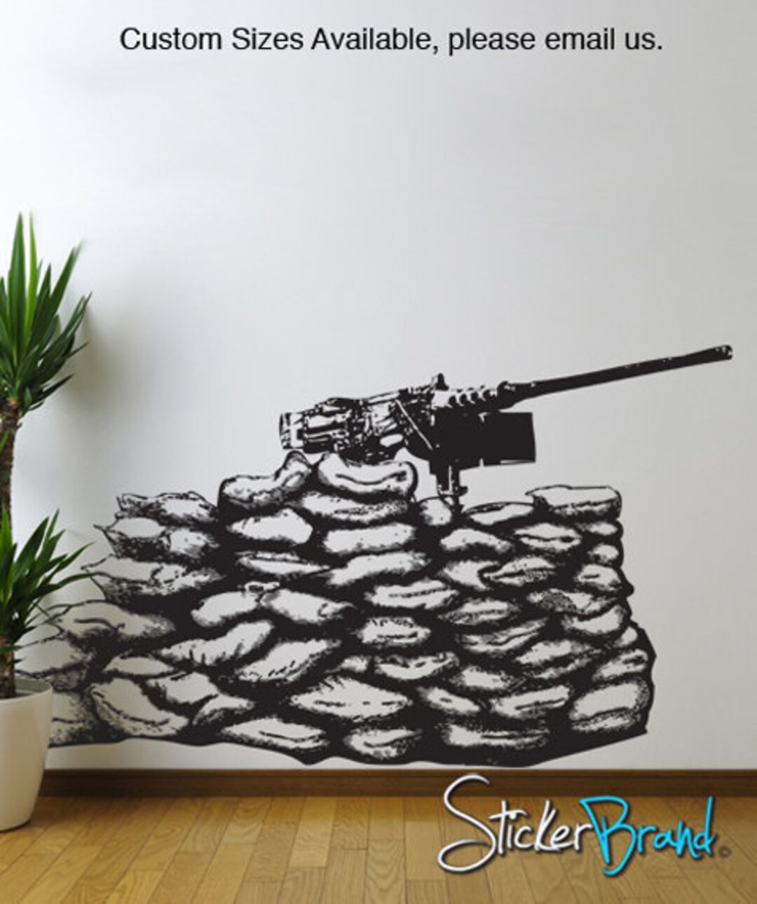 Gun 50 Caliber Nest Army Military Vinyl Wall Decal Sticker. (black ...