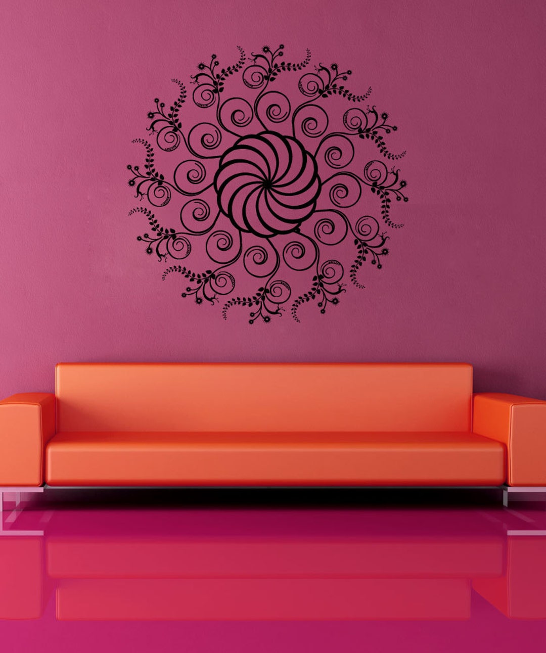 Vinyl Wall Decal Sticker Swirly Circle Plant 1125m - Etsy