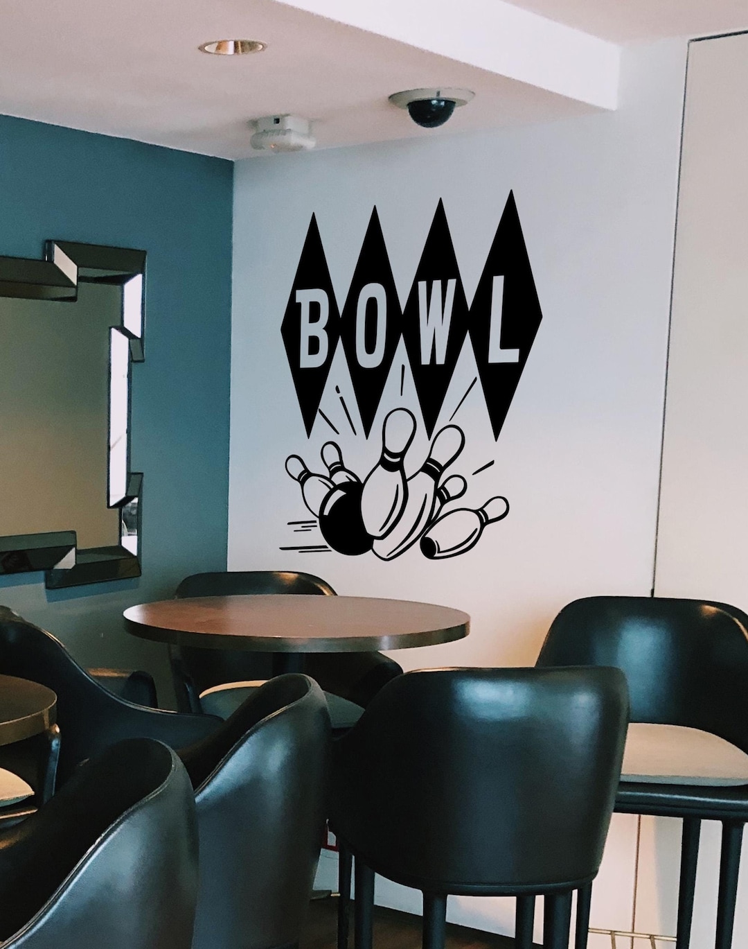 Classic Bowling Wall Decal Sticker. Bowling Ball Striking Pins, Game ...