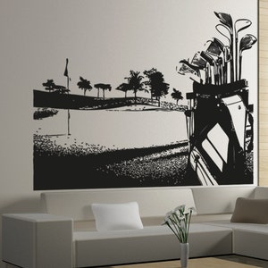 Golf Course View Wall Decal Sticker. (black Color) Golf Clubs. Office ...