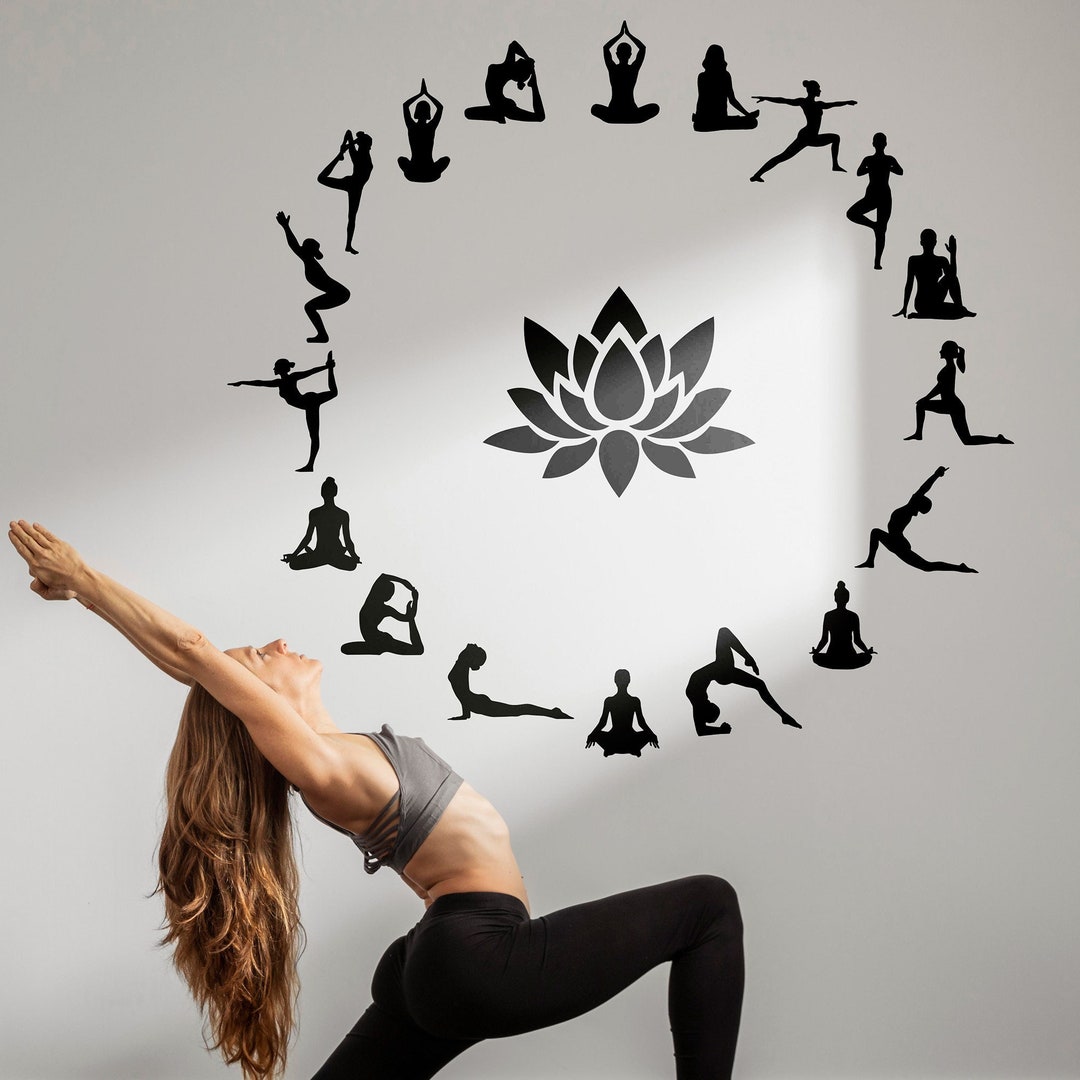 Yoga Wall Decal Sticker. 18 Zen Harmony Poses. Meditation Room Wall ...