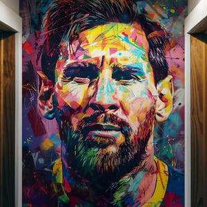 Colorful Lionel Messi Art Wallpaper Mural – Soccer, Football Wallpaper ...