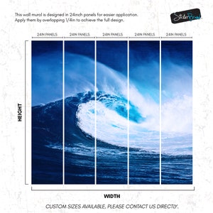 Surf Wave Wallpaper Peel and Stick Mural. Blue Ocean Waves Wall Mural ...