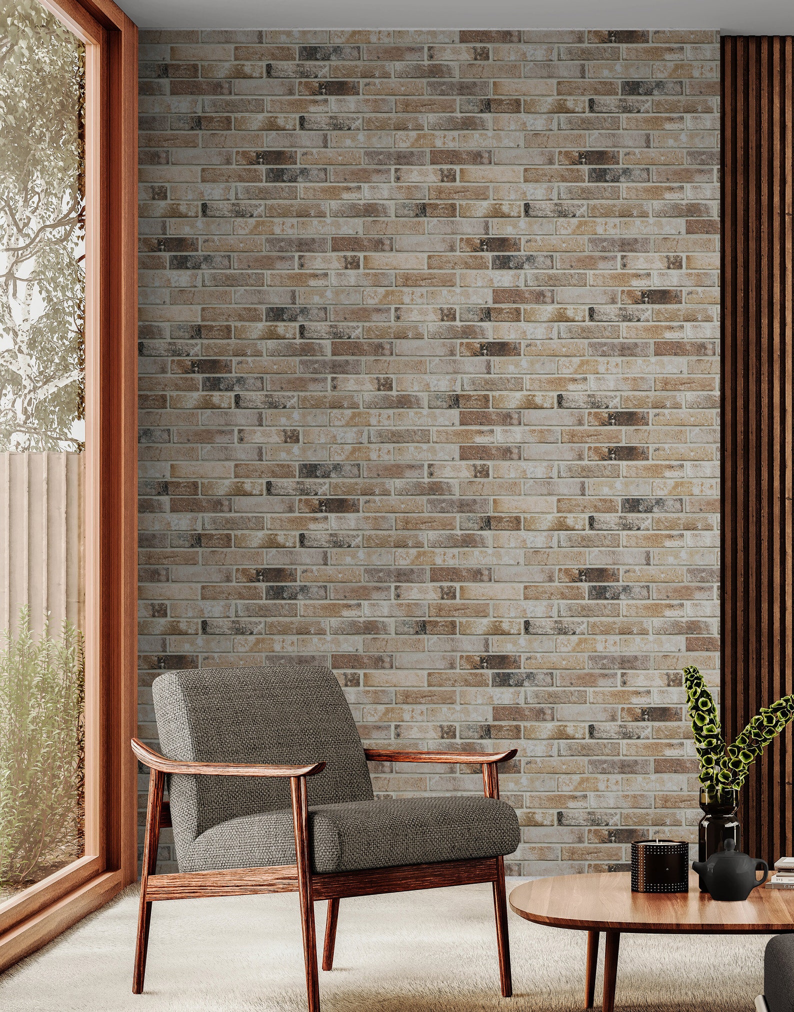 Brick Pattern Peel and Stick Wallpaper Mural – Light Tan and Brown ...