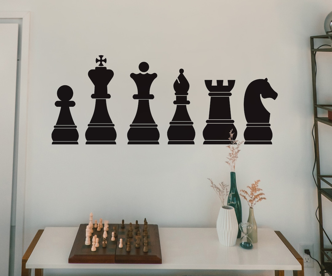 Chess Board Pieces Wall Art Decal Sticker. Chess Theme Wall Decor. Kid ...