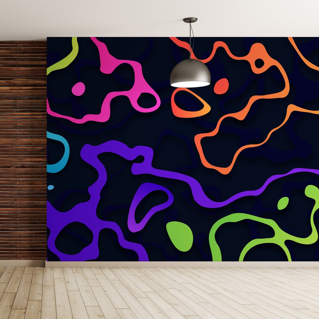 Colorful Abstract Fluid Lines Wallpaper. Modern Liquid Home Design ...