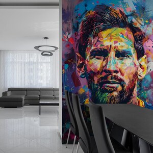 Colorful Lionel Messi Art Wallpaper Mural – Soccer, Football Wallpaper ...
