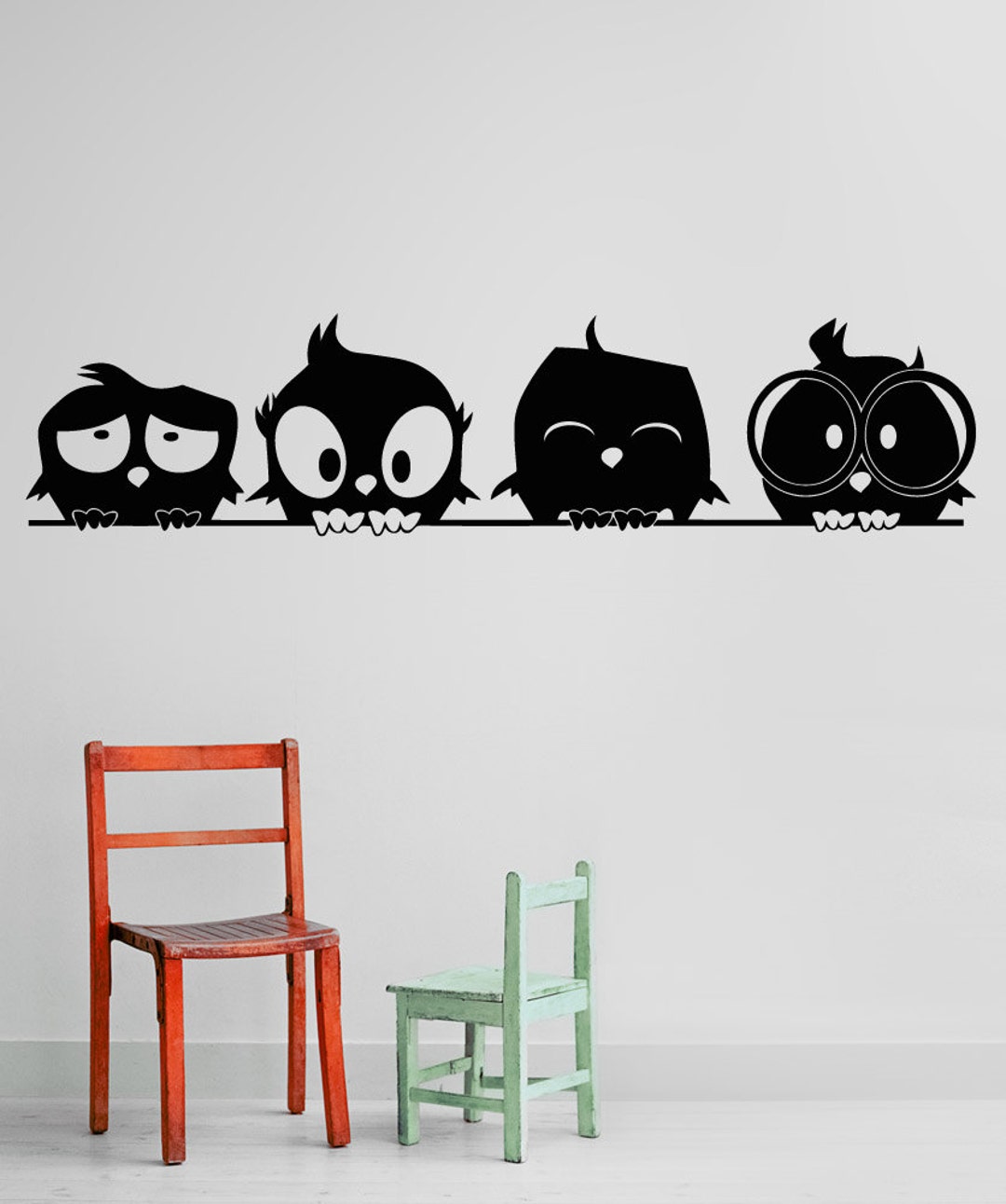 Four Little Birds on a Wire Line Vinyl Wall Art Decal Sticker. Kid's ...