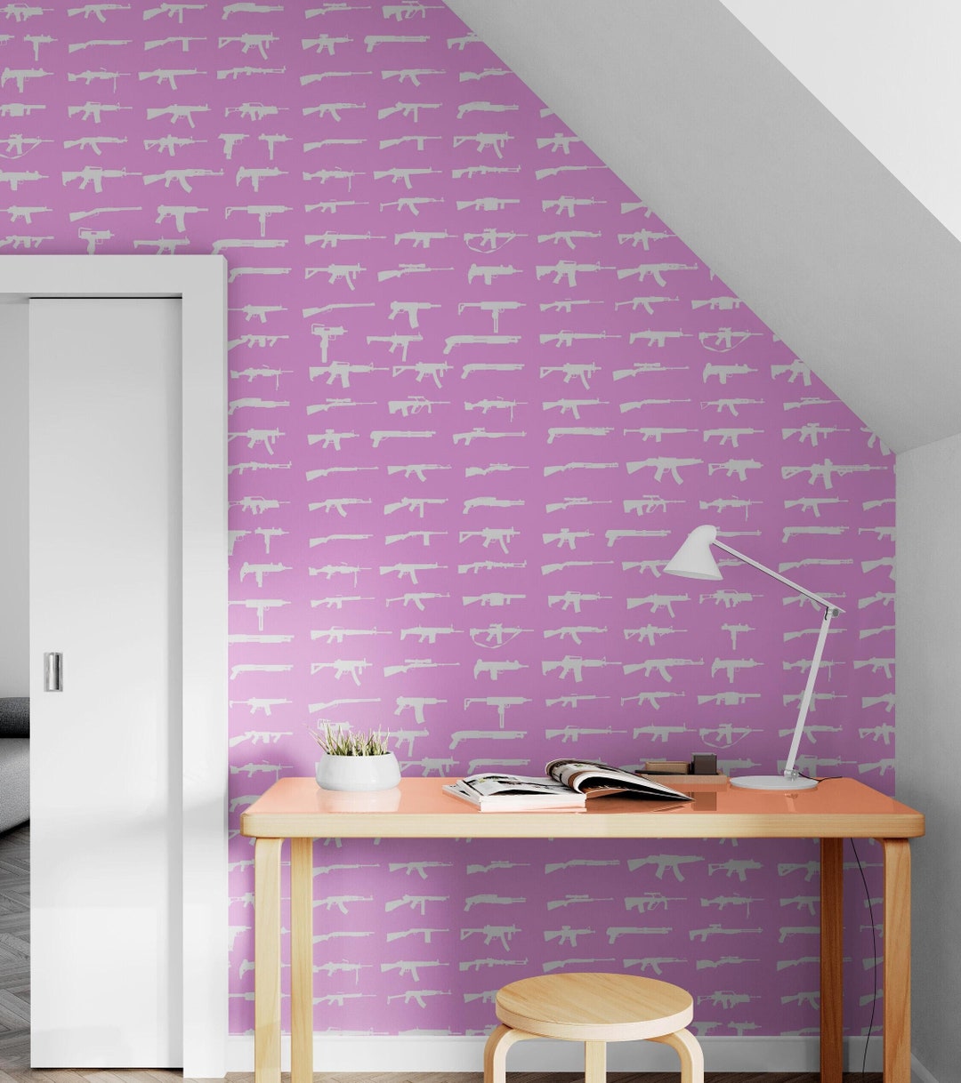 Gun Weapon Wall Pattern Wall Mural Peel and Stick Wallpaper. Camo Urban ...