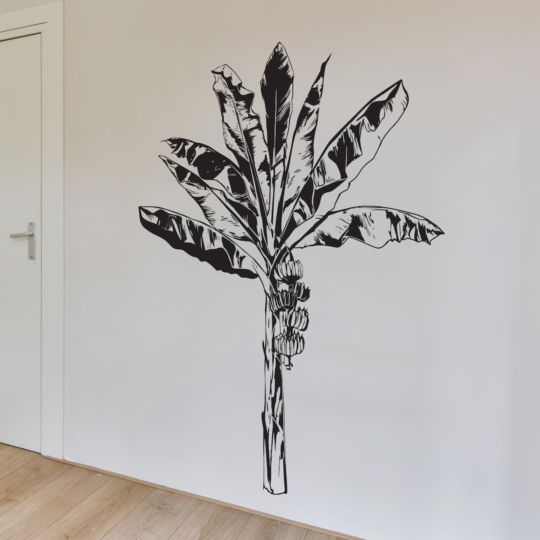 Tropical Tree Wall Decor. Banana Leaf Tree Wall Decal Sticker. Nature ...