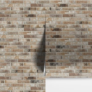 Brick Pattern Peel and Stick Wallpaper Mural – Light Tan and Brown ...