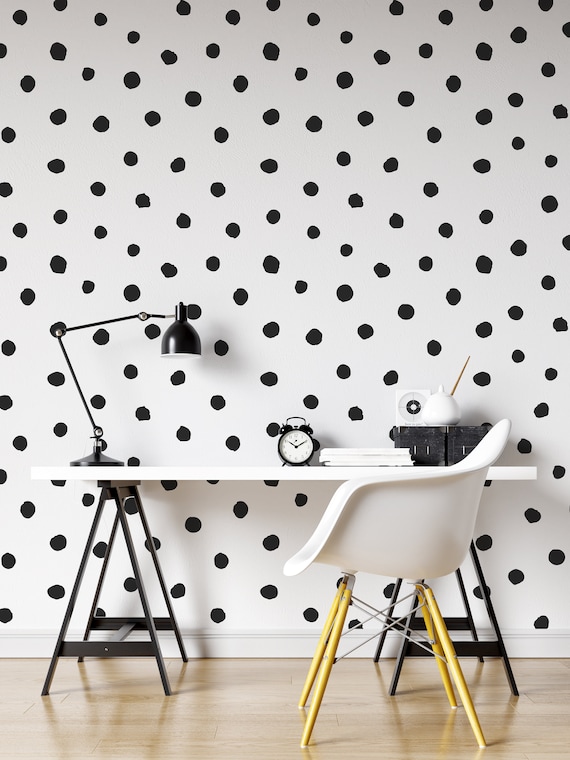 Black And Gold Polka Dots Wallpaper