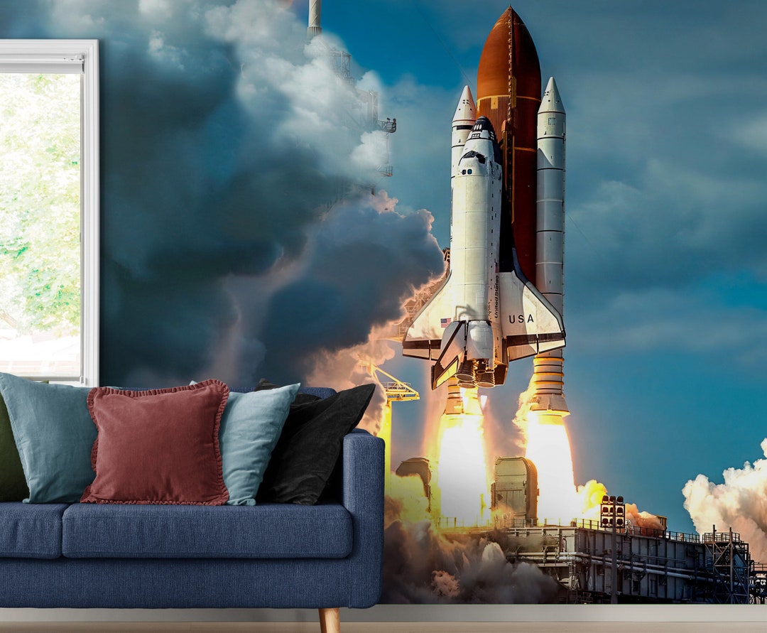 Space Shuttle Launch Wallpaper Mural. Kid’s Room Wall Decor, Space ...