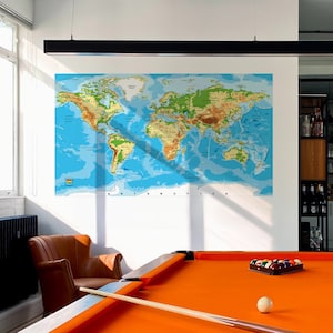 Office Wall Map Decor. World Map Wall Mural. America, Europe, Asia ...