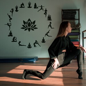 Yoga Wall Decal Sticker. 18 Zen Harmony Poses. Meditation Room Wall ...