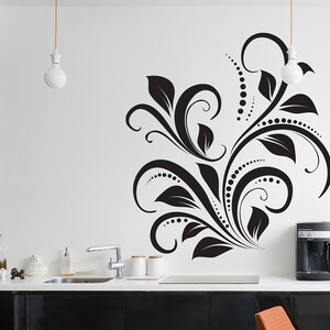 Swirl Flower Floral Vinyl Wall Decal Sticker. Living Room Wall Art ...