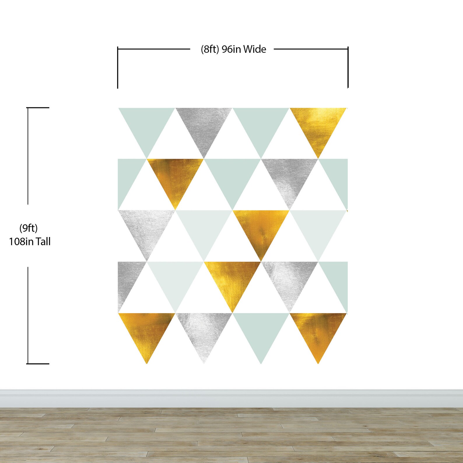Triangle Wall Mural Wallpaper. Gold, Silver, Light Teal, Turquoise ...