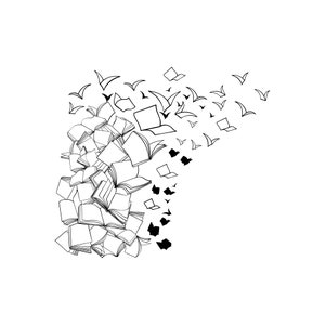 Flying Library Books Wall Decal. Fantasy Room Decor for Book Lovers ...