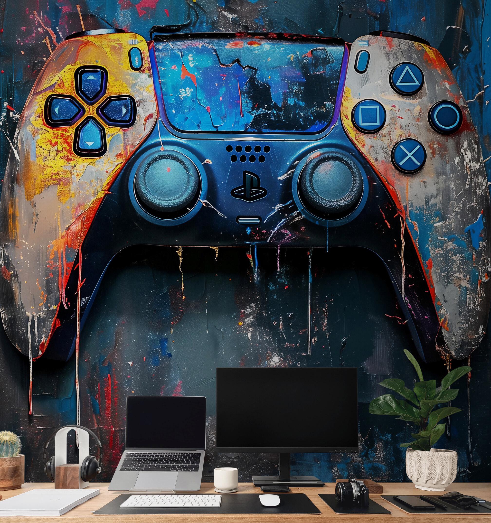 Gamer Room Wallpaper Mural. Graffiti Urban Style Decor. Game Controller ...