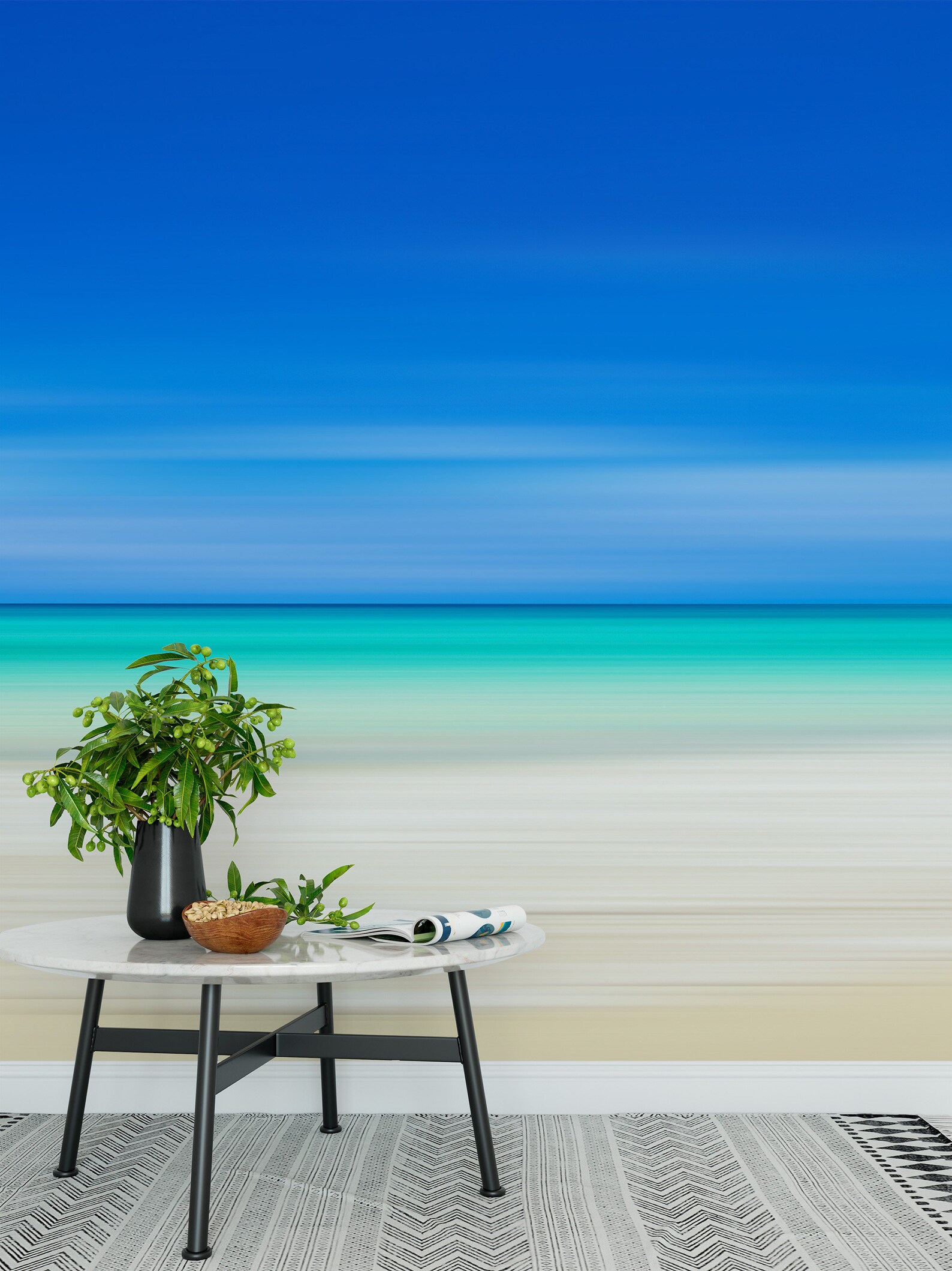 Tropical Beach Wall Mural. Abstract Blur View of Coastline Peel and ...