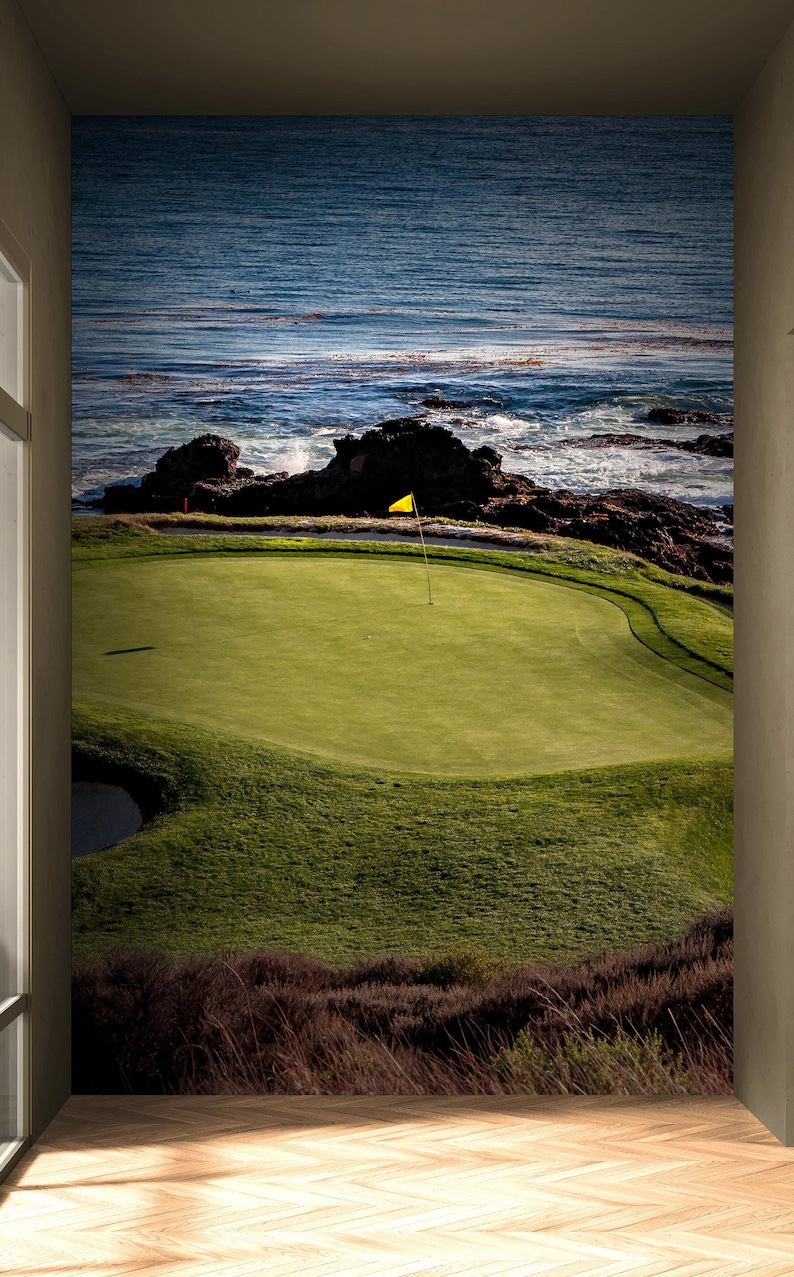 Pebble Beach Golf Course Cliffside Wall Mural. Scenic Ocean View ...
