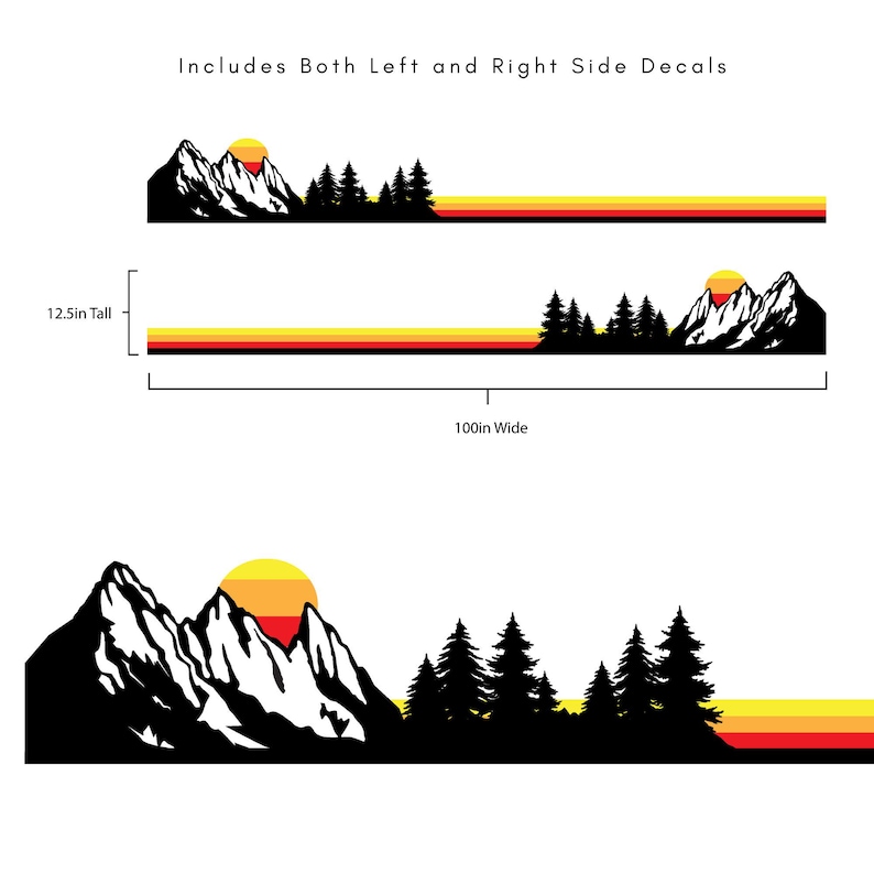 Overland Woodland Decal Sticker. Mountain Forest Sunset Blue, Pink ...