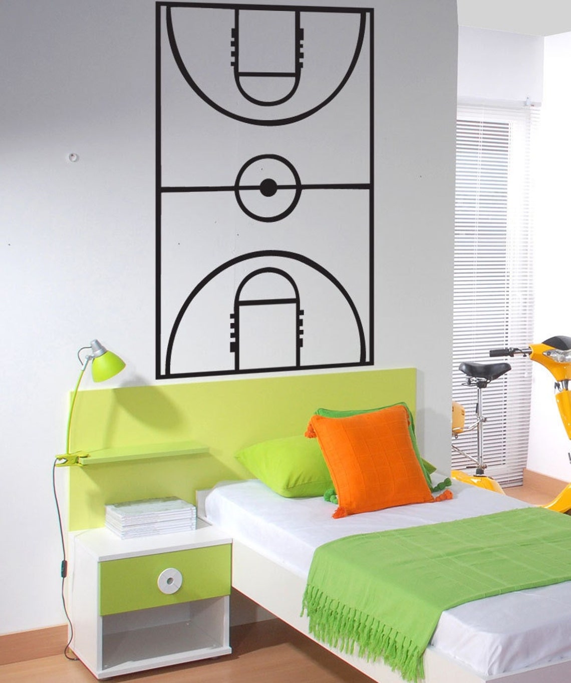 Basketball Court Vinyl Wall Art Decal Sticker. NBA Court - Etsy