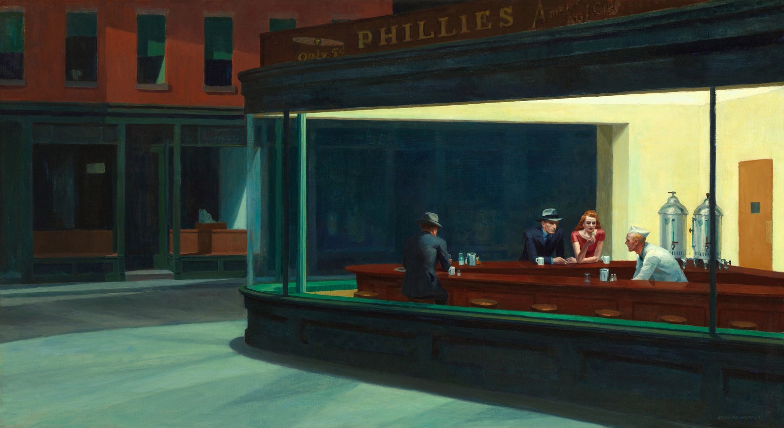 Nighthawks Painting Wallpaper. Late-night Scene at the Diner Restaurant ...