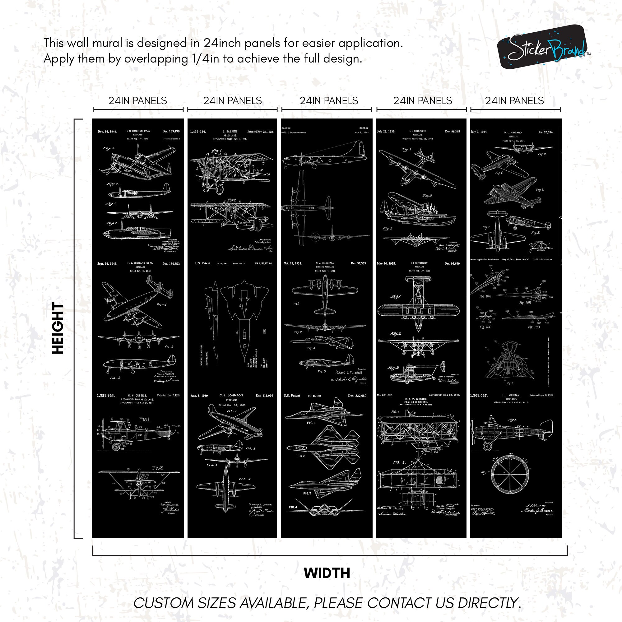 Aviation Wallpaper Mural. Featuring Military Jet and Airplane Patent ...