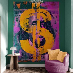 Office Wallpaper. Money, Wealth, Success, Ambition Art Wall Sign. Money ...