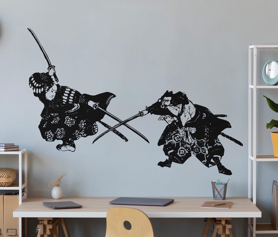 Japanese Samurai Fighter Wall Decal Sticker. Samurai Warriors Wall ...