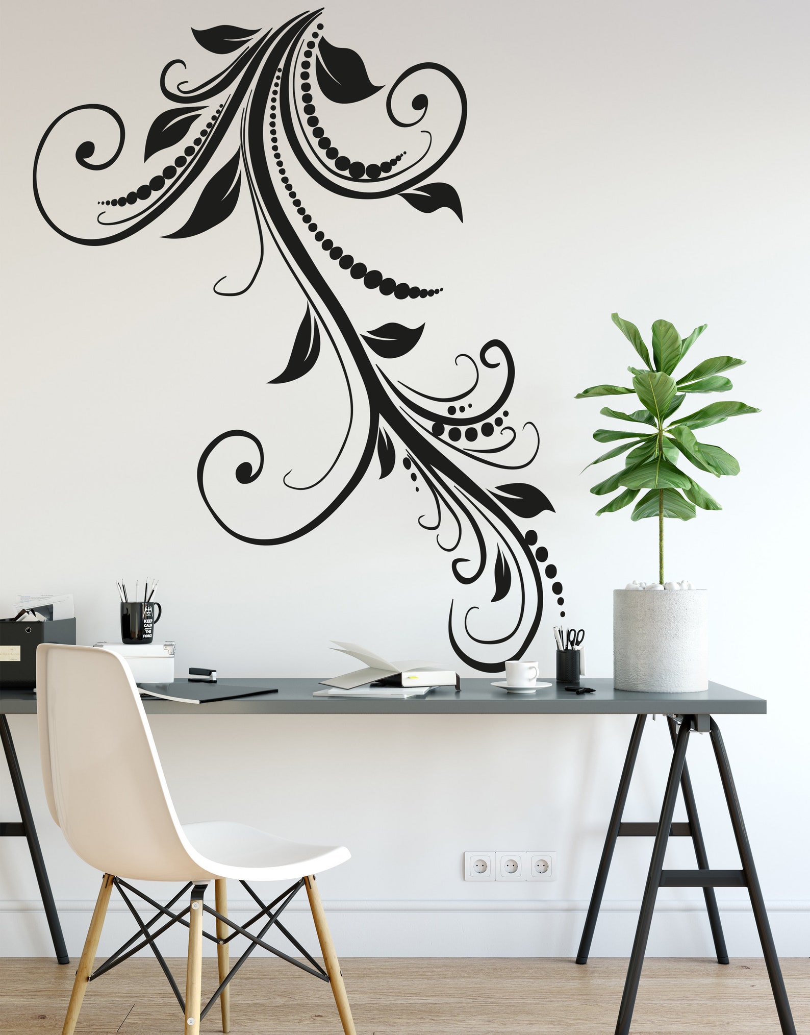 Swirly Vines Vinyl Wall Decal Sticker. 42in Tall X 36in Wide. #os ...