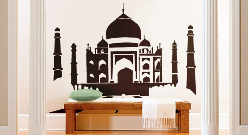 Taj Mahal Wall Decal Sticker. Taj Mahal Silhouette. India Theme Wall ...