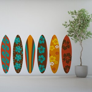 Surfboards Wall Decal Stickers – Set of 6 Vibrant Beach-themed ...